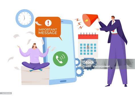 상사는 직원 관리자 꾸짖는 노동자 벡터 삽화에 화가 났다 확성기로 외치는 플랫 비즈니스 남자 캐릭터 스트레스를 받는 여자 감정에