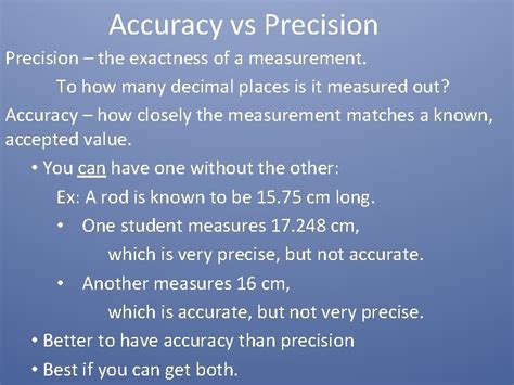 Accuracy Vs Precision The Exactness Of A Measurement