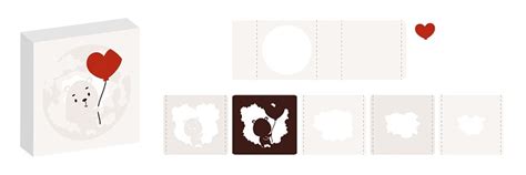 발렌타인 데이 종이 풍선 터널 카드 북극곰을 개척 3d 팝업 레이어 카드 현대 종이 접기 디자인 템플릿 3d 종이 라이트박스