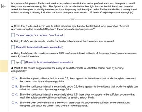 Solved In A Science Fair Project Emily Conducted An