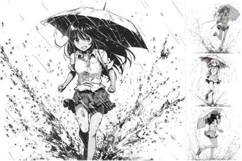 Anime Girl Running In The Rain Graphic By Ai Graphic Design Bundle