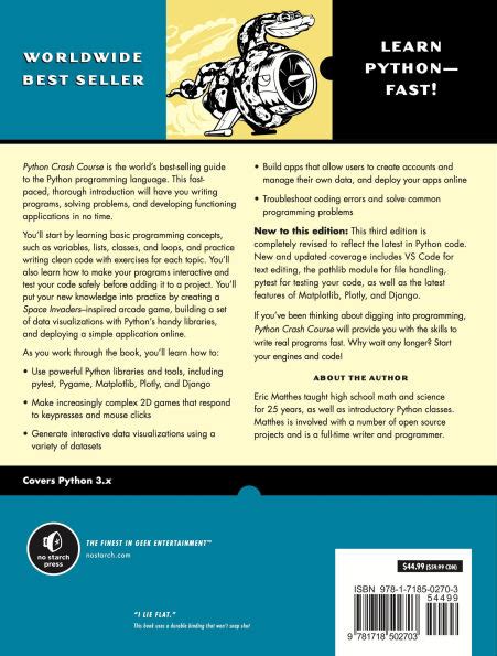 Python Crash Course 3rd Edition A Hands On Project Based Introduction To Programming By Eric