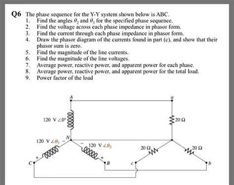 Solved Q6 The Phase Sequence For The Y Y System Shown Below Is Abc 1
