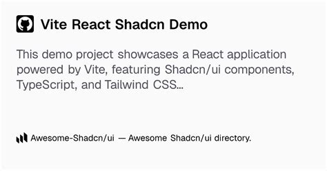 Vite React Shadcn Demo Vite React Demo Showcasing Shadcnui