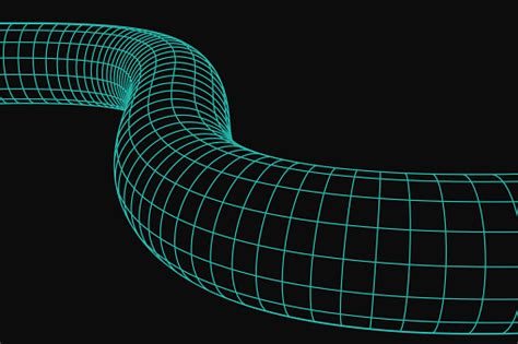 Wireframe Style Bended Pipe In Perspective View Stock Illustration