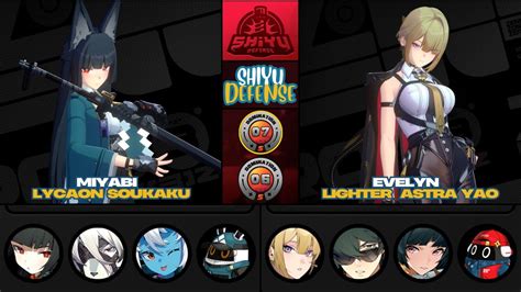 Shiyu Defense New Shiyu Floor 6 7 1 5 Miyabi Lycaon Soukaku Evelyn Lighter Astra Yao