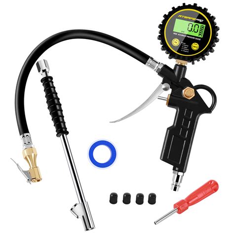 Atsafepro 헤비 듀티 타이어 팽창기 에어 툴 200 Psi 디지털 타이어 팽창기 압력 게이지 아날로그 타이어 압력