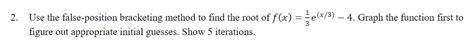 Solved 2 Use The False Position Bracketing Method To Find