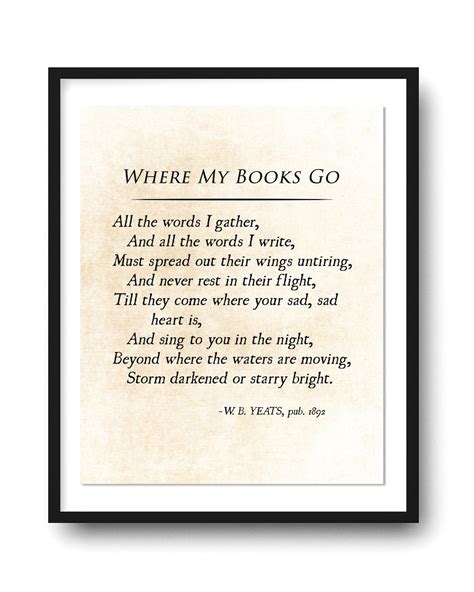 Wb Yeats Where My Books Go Poetry Quote Art Print William Butler