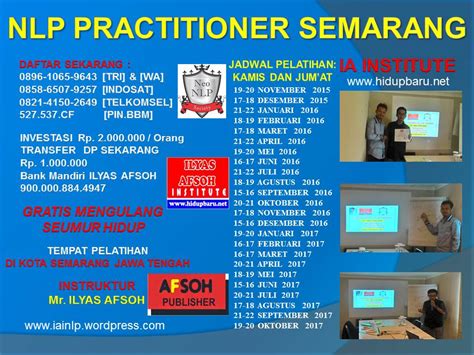Workshop Pelatihan Dan Sertifikasi Nlp Practitioner Semarang ~ Nlp Semarang 0821 4150 2649
