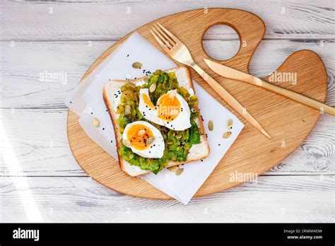 Avocado Egg Sandwich With A Cup Of Hot Cocoa Healthy Light Breakfast
