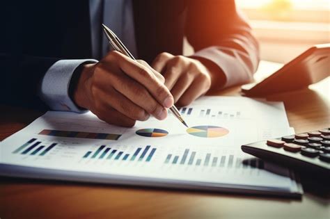 Premium Photo Business Professional Analyzing Statistical Data And Evaluating A Report With