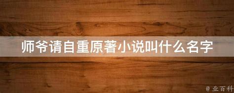 师爷请自重原著小说叫什么名字 业百科