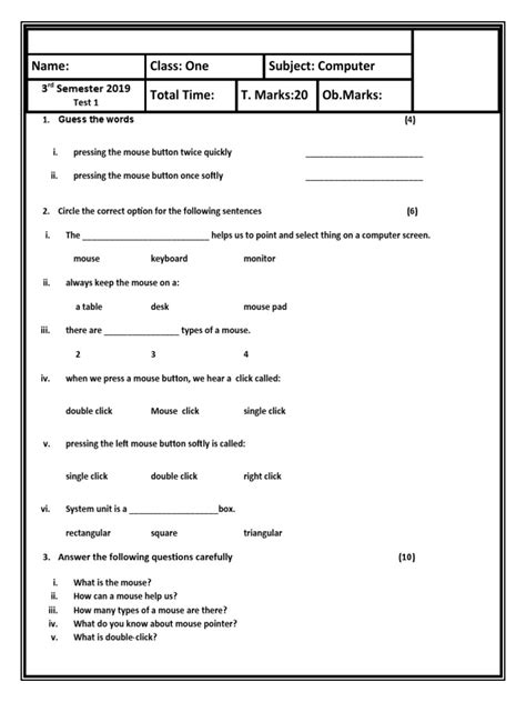 Computer Science Grade 1 3rd Term Pdf Double Click Cyberspace