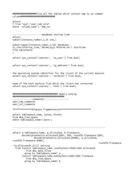 Dba Scripts All In One Pdf Plsql Data Management