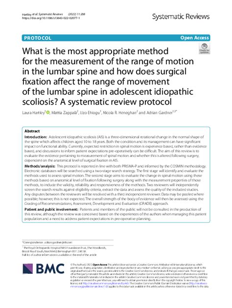 Pdf What Is The Most Appropriate Method For The Measurement Of The Range Of Motion In The