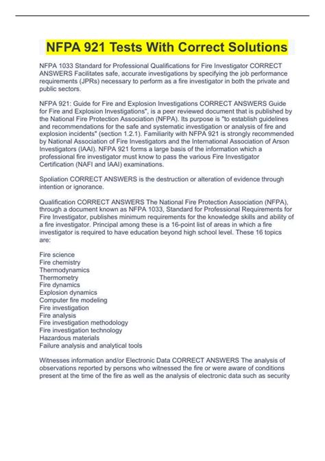 Nfpa 921 Tests With Correct Solutions Nfpa 921 Stuvia Us