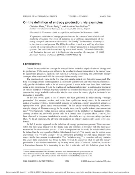 Pdf On The Definition Of Entropy Production Via Examples