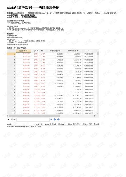 Stata的清洗数据——去除重复数据stata去除重复值stata去重资源 Csdn文库