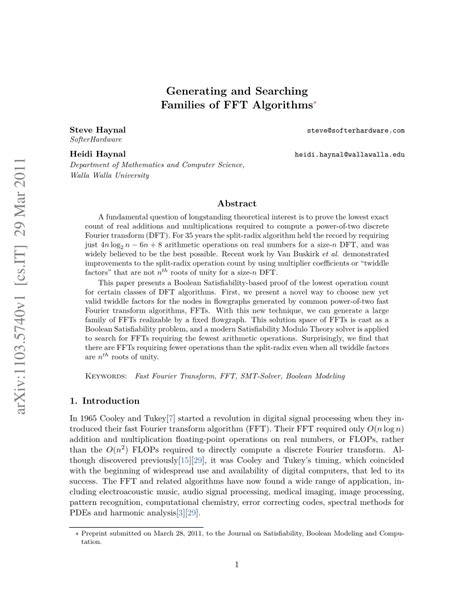 Pdf Generating And Searching Families Of Fft Algorithms