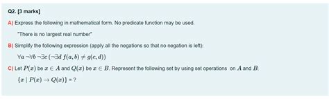 Solved Q Marks A Express The Following In Chegg Com
