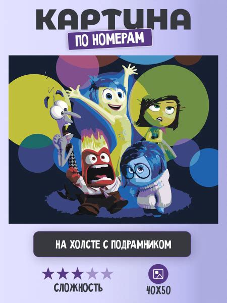 Картина по номерам Цветное на холсте с подрамником Головоломка 2 Герои мультики Раскраска