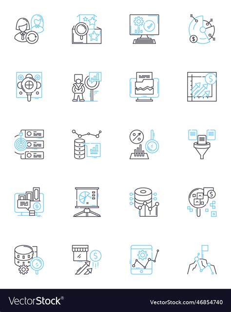 Sales Forecasting Linear Icons Set Prediction Vector Image