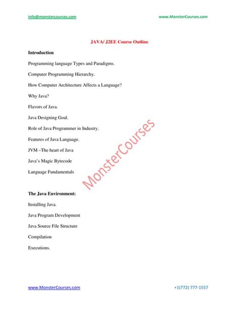 Java Online Training Monstercourses Pdf