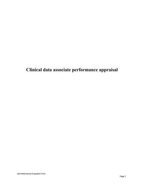 Clinical Data Associate Performance Appraisal Doc