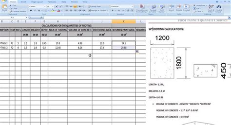 Footing Foundation Design Footing Calculation Spreadsheet