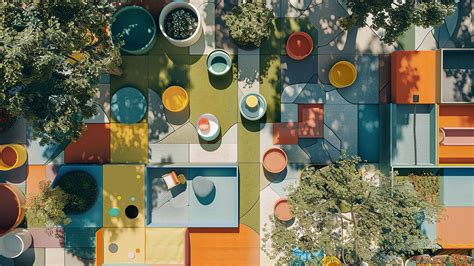 bright colours and geometric patterns in playground design amusement logic