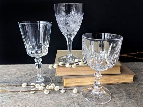 Set Of 6 Vintage Mismatched Clear Glass Water Wine Goblets Etsy
