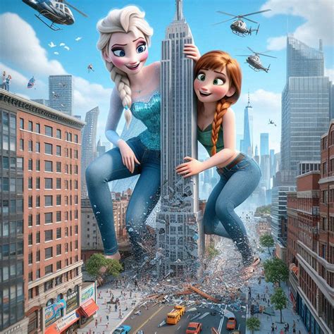 Giantess Elsa And Anna Claim A Building By Memesrus1234 On Deviantart