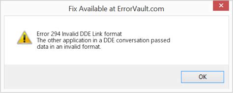 How To Fix Error 294 Invalid Dde Link Format The Other Application