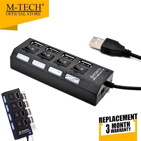 Jual USB Hub M Tech 4 Port Output ON OFF Saklar USB 2 0 Shopee Indonesia