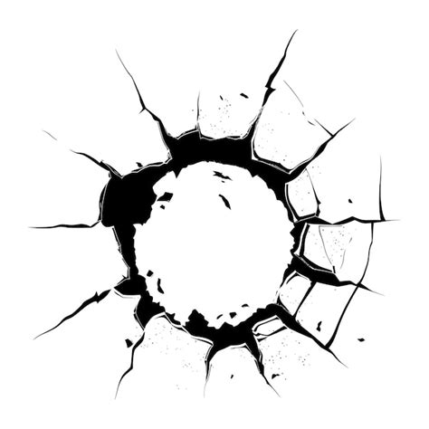 Silhouette Bullet Hole In Glass Black Color Only Premium Ai Generated Vector
