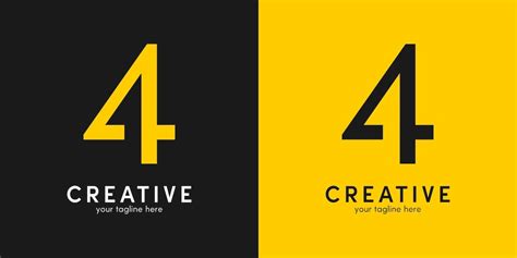 Premium Vector Number 4 In Modern Mono Style
