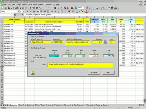 Concrete Estimating Excel Spreadsheet Regarding Concrete Construction