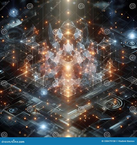 A Futuristic Supercomputer Visualizing Complex Data Stock Illustration