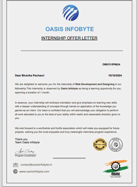 Bhavika Pachauri On Linkedin Webdevelopment Design Internship Oasisinfobyte Learningandgrowth