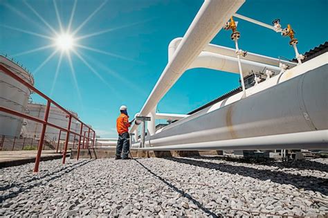 premium photo male worker inspection at steel long pipes and pipe