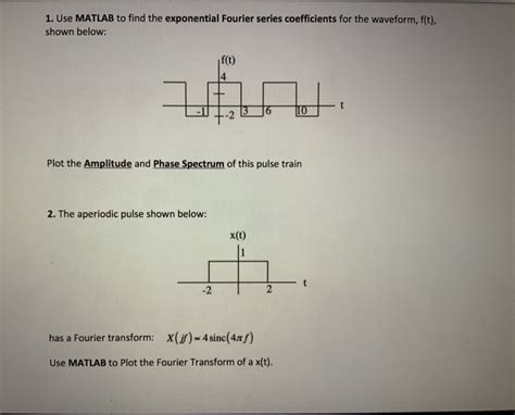 Solved 1 Use Matlab To Find The Exponential Fourier Series