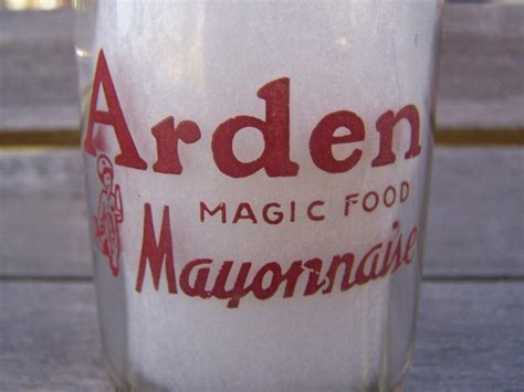 Vintage Arden Magic Food Mayonnaise Half Pint Advertising Clear Glass