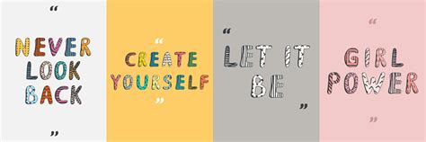 벡터 그림입니다 미니멀리스트 인용문 포스터 세트 괄호 안의 격리된 텍스트 손으로 그린 배경을 컬러로 지정합니다 포스터 책 표지 잡지 전단지 브로셔의 디자인 요소 동기 부여