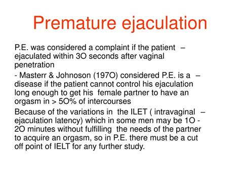 Ppt Premature Ejaculation Causes Diagnosis And Treatment Powerpoint