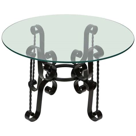 Vintage Iron Scrolled Table With Glass Top At 1stdibs