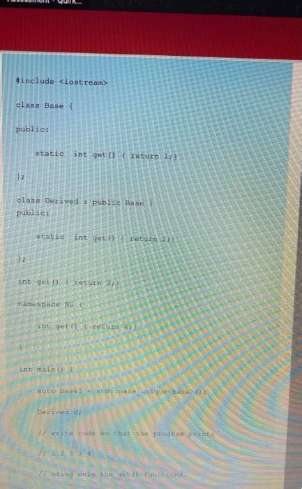 Solved Include Class Base Public Static Int Get