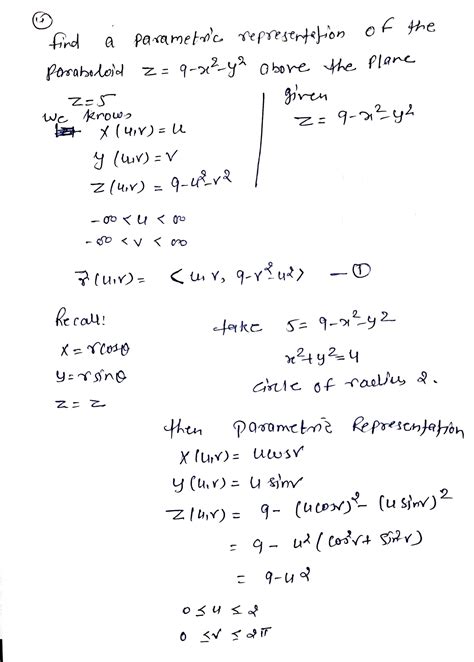 Solved 4 Give A Parametric Representation Of The Part Of The