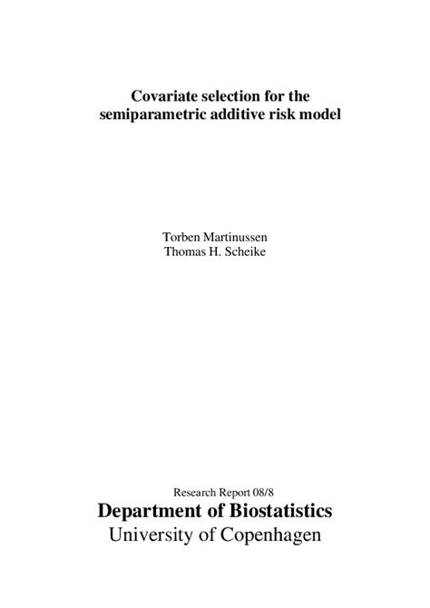 Pdf Covariate Selection For The Semiparametric Additive Risk Model