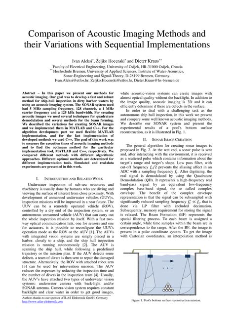 pdf comparison of acoustic imaging methods and their variations with sequential implementations